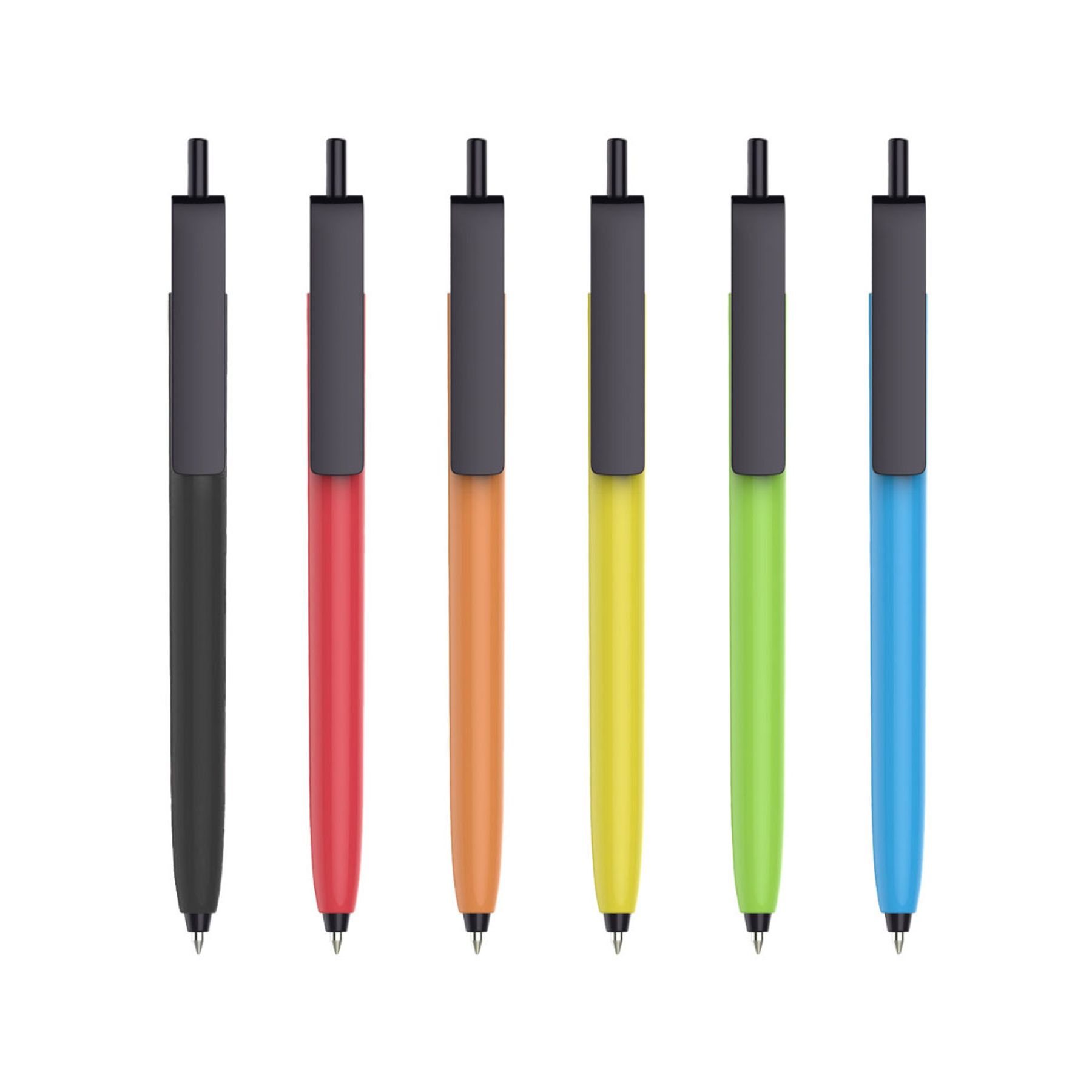 Push Button Pen - Colour Barrel with Black Cap