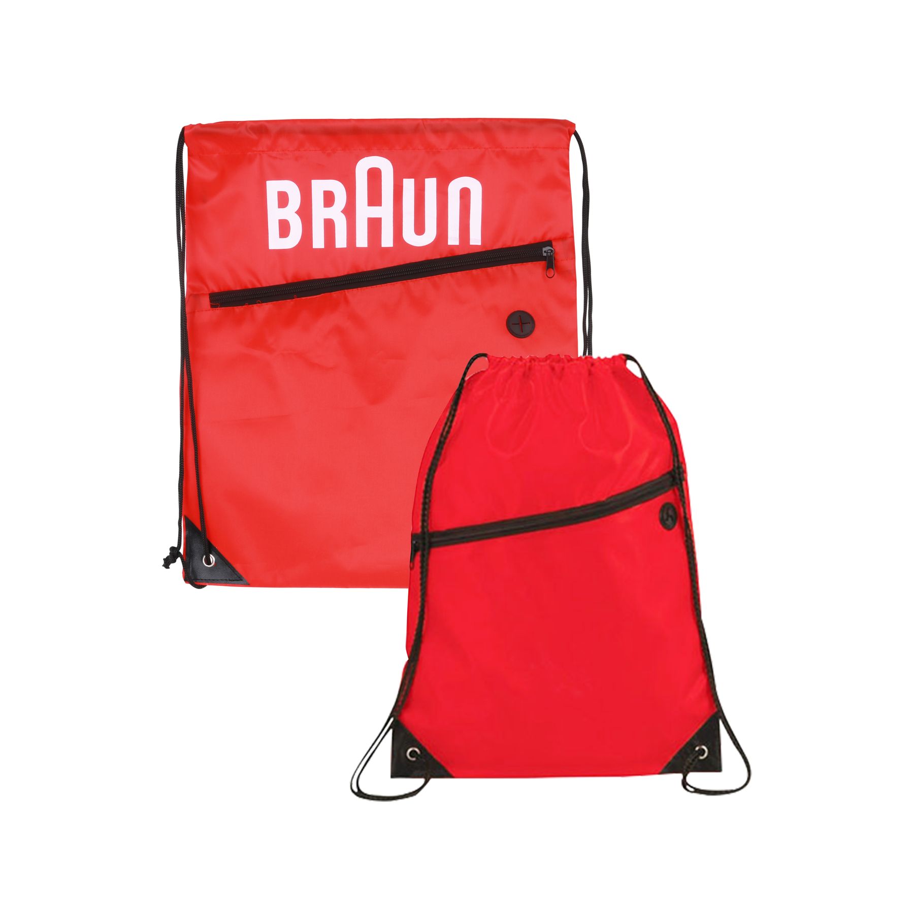 Polyester Drawstring Bag with Zippered Pocket